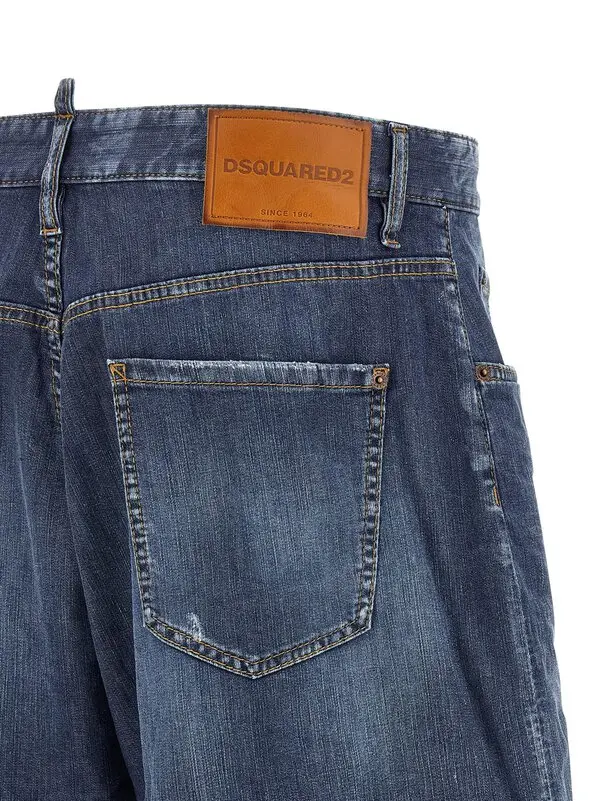 Dsquared2 Distressed Denim Bermuda Shorts - Blue