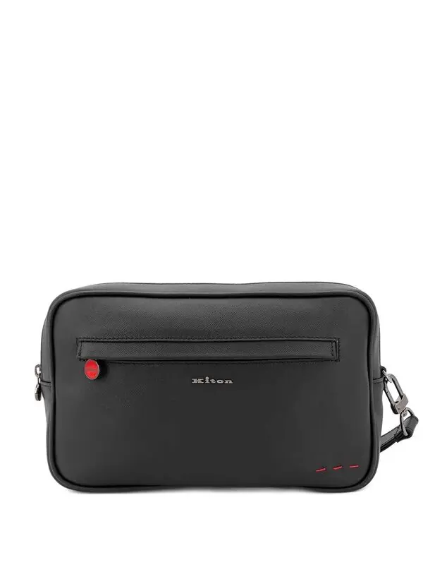 Kiton Calfskin Zip-up Clutch - Black