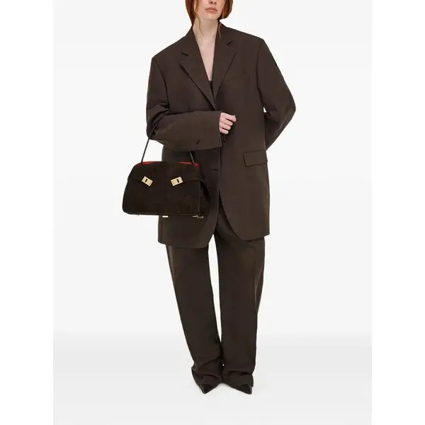 FERRAGAMO Soft Hug Bag In Printed Suede - Brown