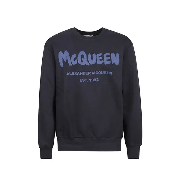 Alexander McQueen Cotton Logo Sweatshirt - Blue