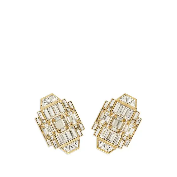 FERRAGAMO Geometric Crystal Stud Earrings - Gold