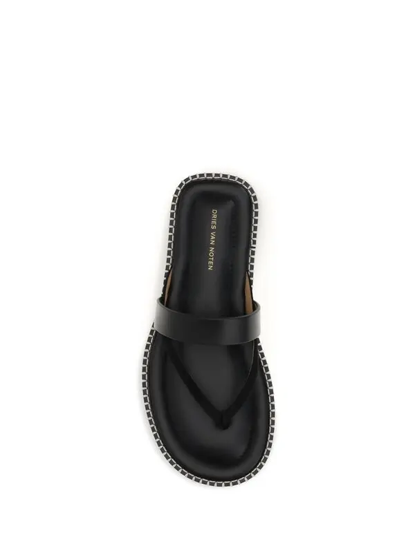 Dries Van Noten Embellished Leather Slip-on Sandals With Sequins - Black