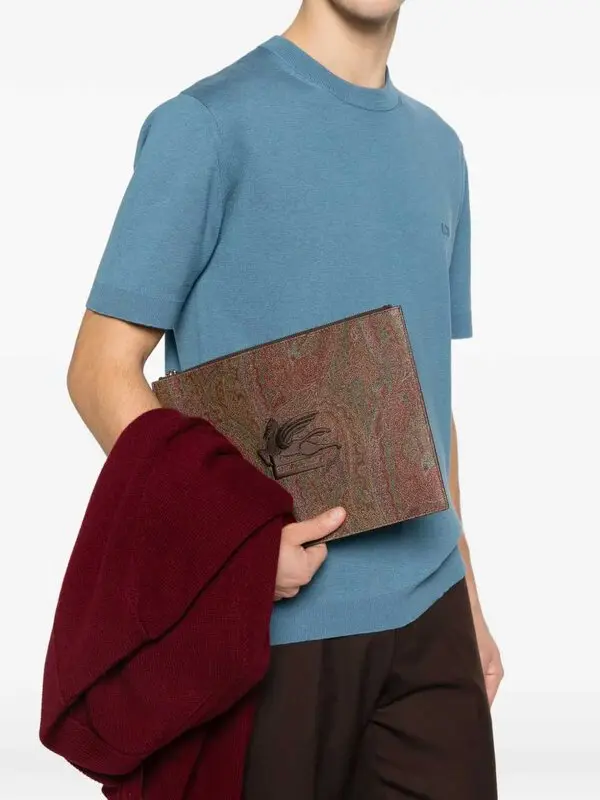 Etro Clutch Bag With Embroidered Logo And Paisley Print