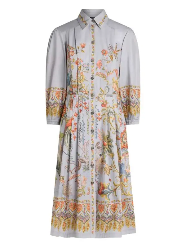 Etro Floral Print Cotton Shirt Dress - Multicolor