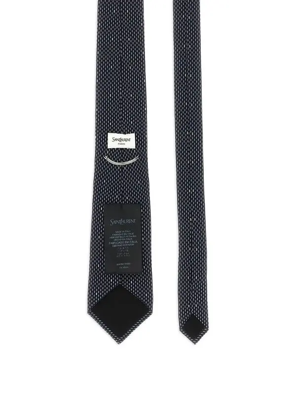 Saint Laurent Silk Crepe Micro Dotted Dash Neck Tie