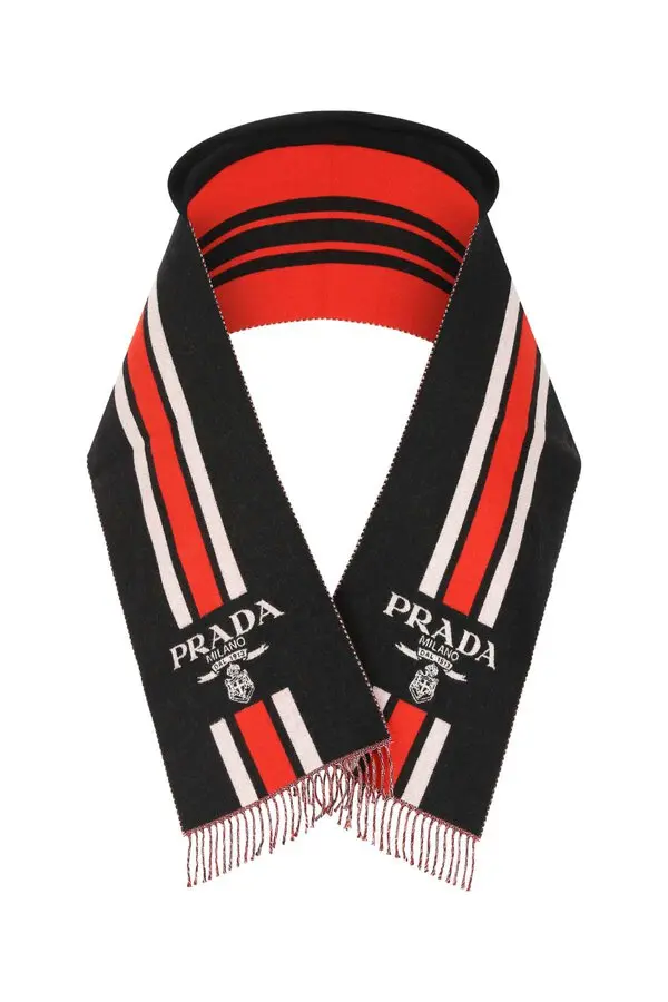 Prada Embroidered Wool Scarf - Multicolor