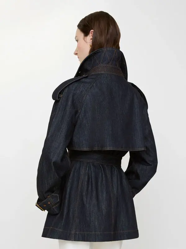 Burberry Fitzrovia" Denim Trench Coat - Blue
