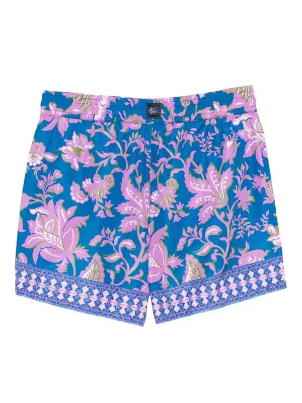 Etro Swim Shorts With Floral Print Trim - Multicolor