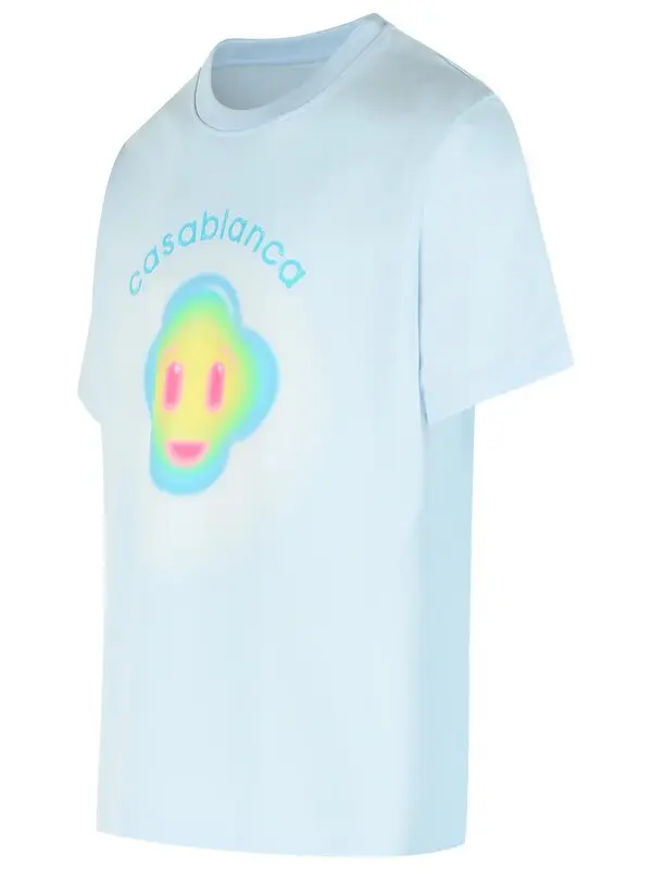 Casablanca Airbrush Smiley' Light Cotton T-shirt - Blue