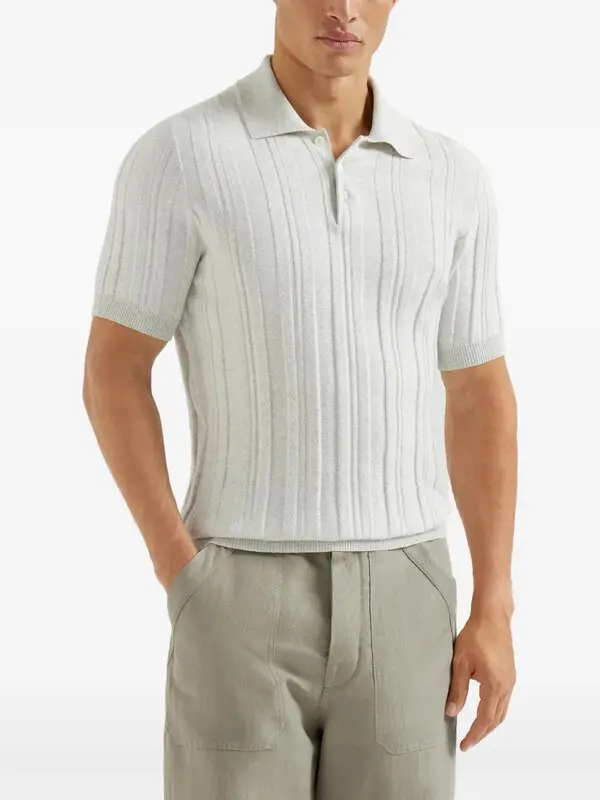 Brunello Cucinelli Ribbed Knit Polo Shirt