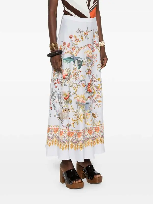 Etro Long Floral Silk Semi-circle Skirt - Multicolor