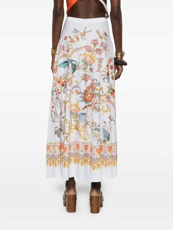 Etro Long Floral Silk Semi-circle Skirt - Multicolor