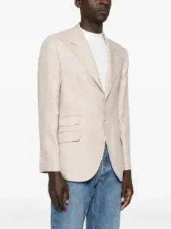 Brunello Cucinelli Deconstructed Jacket In Silk, Linen, And Wool - Multicolor