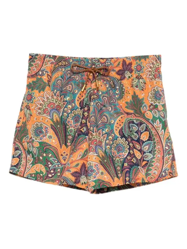 Etro Drawstring Swim Shorts With Paisley Print - Multicolor