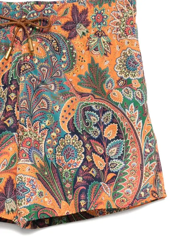 Etro Drawstring Swim Shorts With Paisley Print - Multicolor