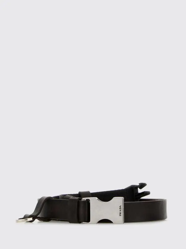 Prada Leather Belt With Silver Tone Buckle - Multicolor