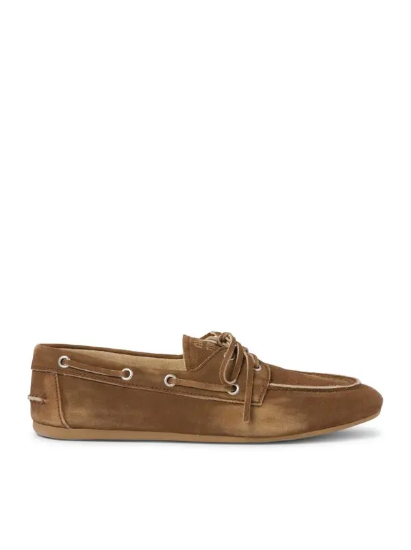 Miu Miu Suede Nautical Moccasins With Bow Detailing - Multicolor