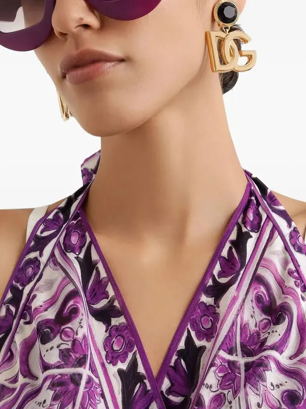 Dolce & Gabbana Logo Dangle Earrings - Silver