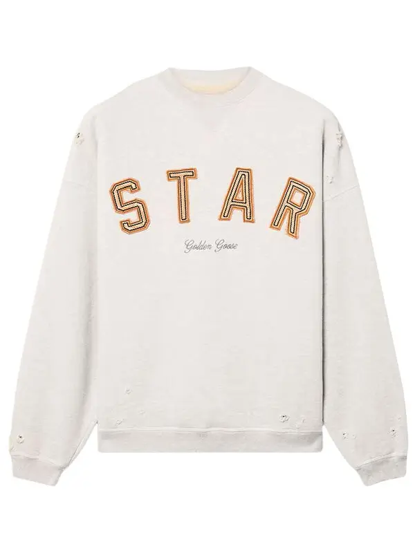 GOLDEN GOOSE Melange Cotton Embroidered Star Sweatshirt - Gray