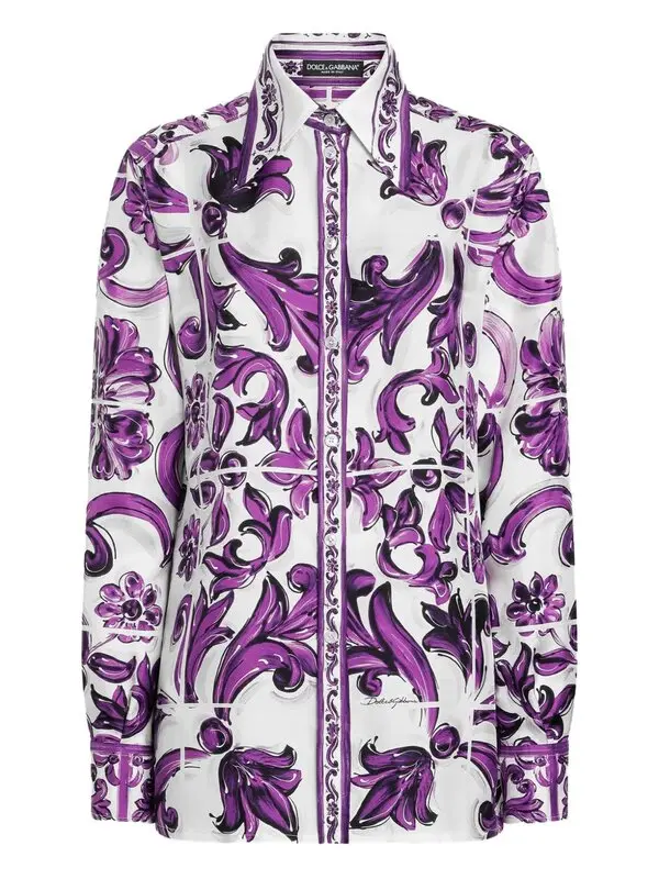 Dolce & Gabbana Silk Shirt With Maiolica Print - Multicolor