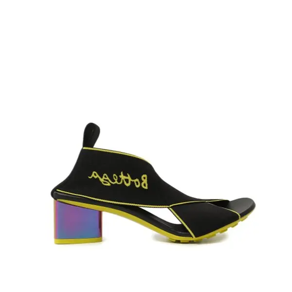 Bottega Veneta Fabric Flex Sandals With Embossed Logo - Black