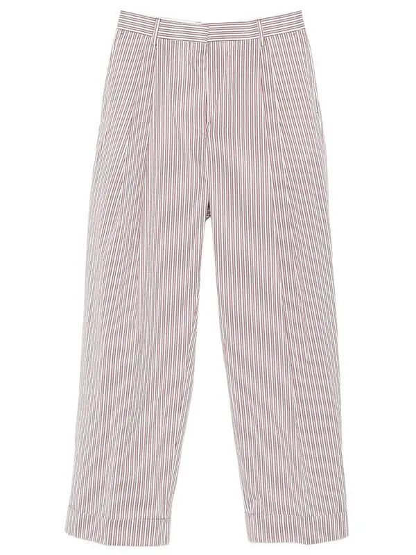 Dries Van Noten Striped Cotton & Silk Blend Trousers - Brown