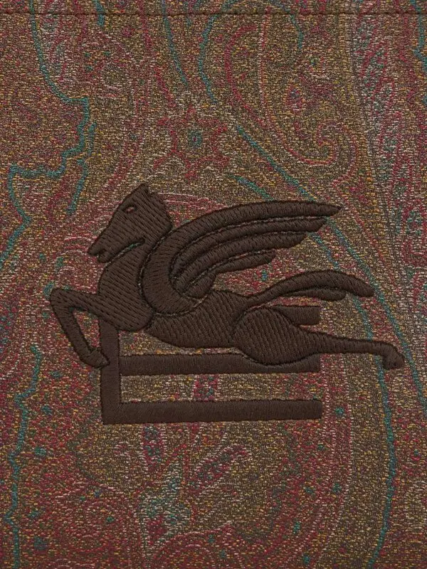 Etro Clutch Bag With Arnica Pegasus Embroidery - Brown