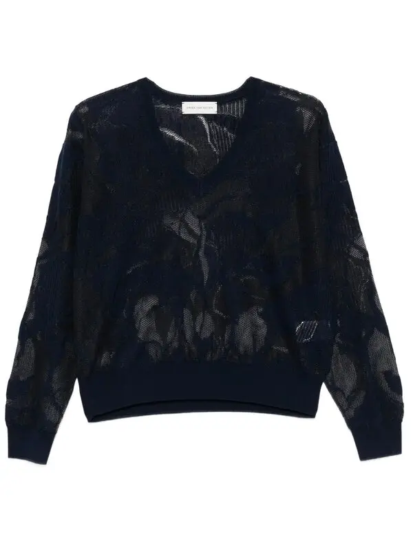 Dries Van Noten Torion Lace V-neck Sweater