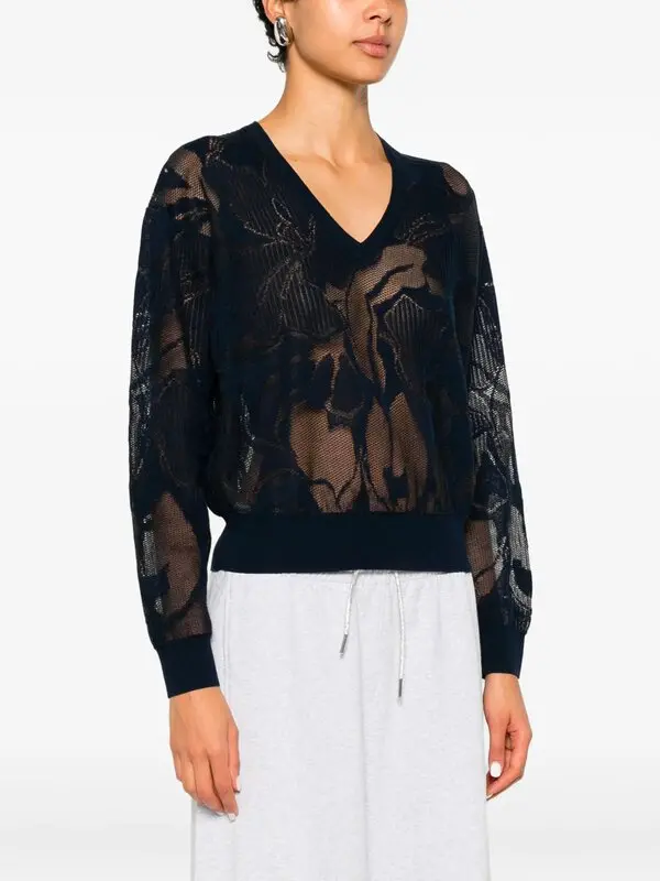 Dries Van Noten Torion Lace V-neck Sweater