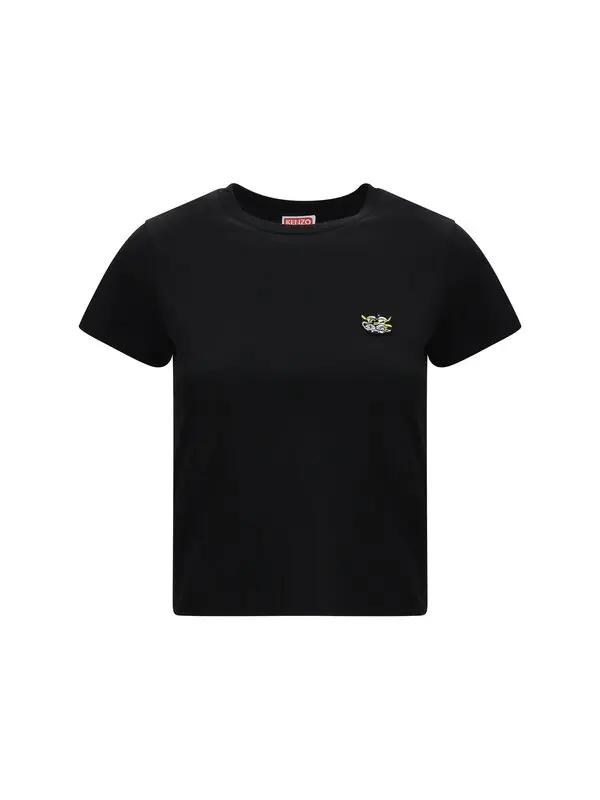 Kenzo Cotton T-shirt With Embroidered "wild Tiger - Black