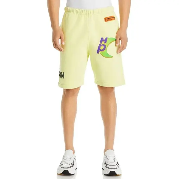 Heron Preston Cotton Printed Detail Shorts - Yellow