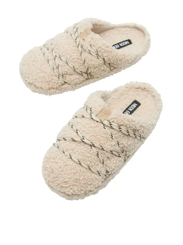 Moon Boot Teddy Slippers With Lace-up Detail - Multicolor