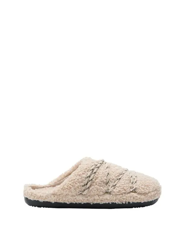 Moon Boot Teddy Slippers With Lace-up Detail - Multicolor
