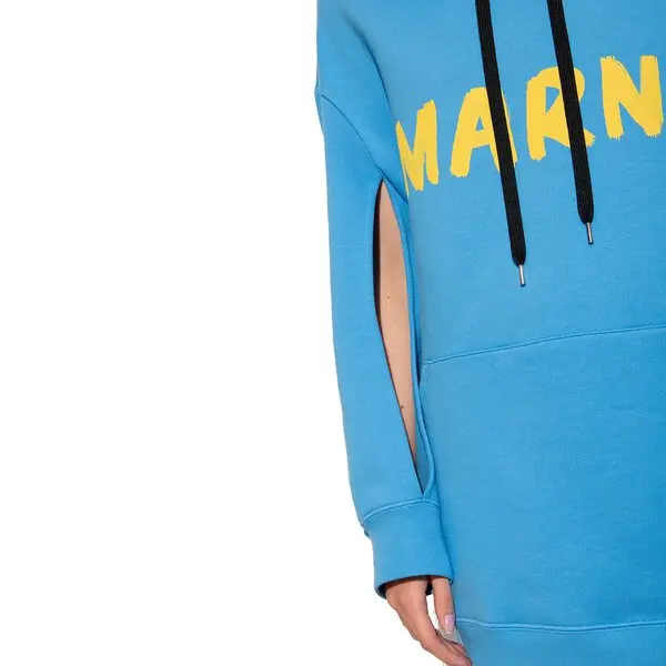 Marni Oversized Hooded Sweatshirt With Kangaroo Pocket And Logo Detail
