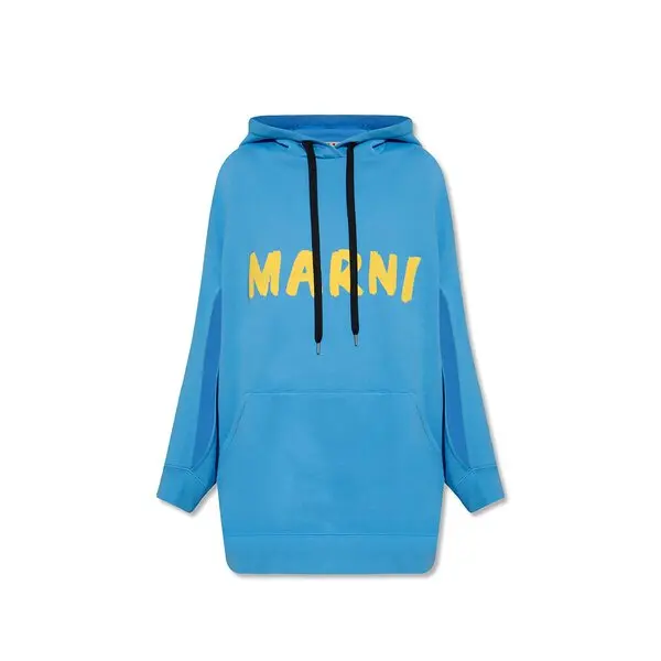 Marni Oversized Hooded Sweatshirt With Kangaroo Pocket And Logo Detail