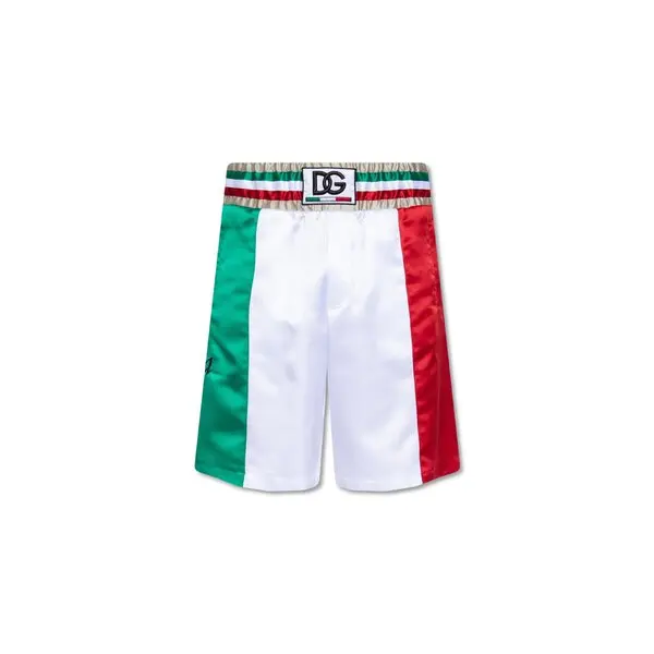 Dolce & Gabbana Satin Boxer Shorts With Italian Flag Motif