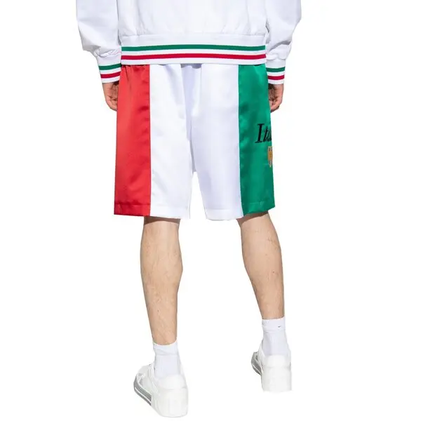 Dolce & Gabbana Satin Boxer Shorts With Italian Flag Motif