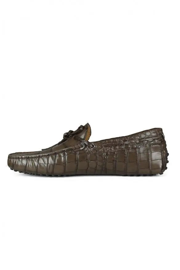 TOD'S Leather Loafers With Crocodile Effect