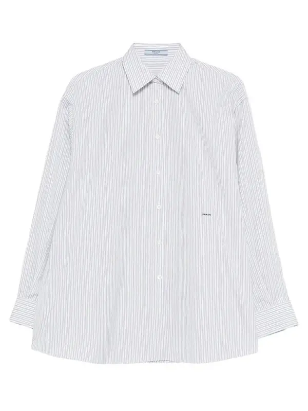 Prada Double Stripe Cotton Poplin Shirt - White