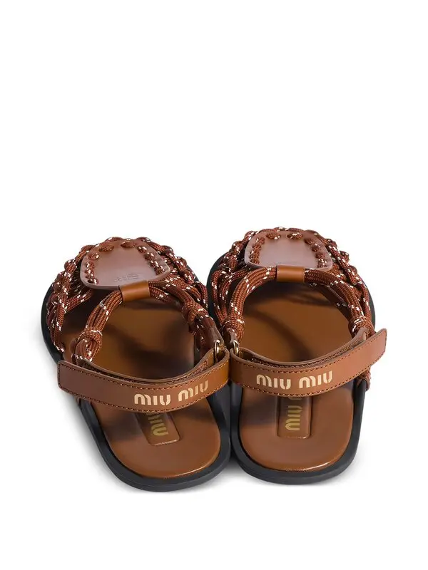 Miu Miu Leather Sandals With Knotted Detail - Brown