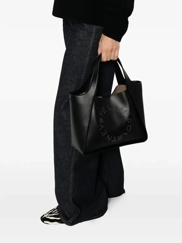 Stella McCartney Logo Detail Leather Tote Bag - Black