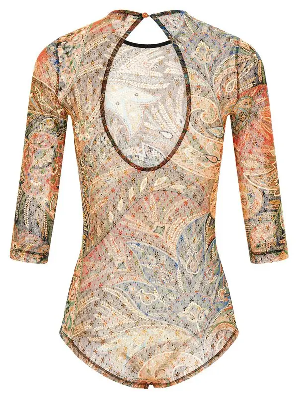 Etro Paisley Foliage Print Tulle Bodysuit - Multicolor