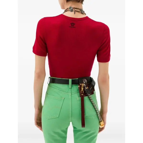 Versace Ribbed Knit T-shirt With Medusa Embroidery