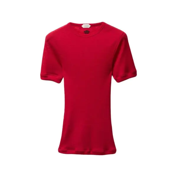 Versace Ribbed Knit T-shirt With Medusa Embroidery