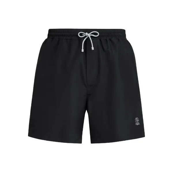 Brunello Cucinelli Beachwear Swim Shorts With Logo Detail - Black