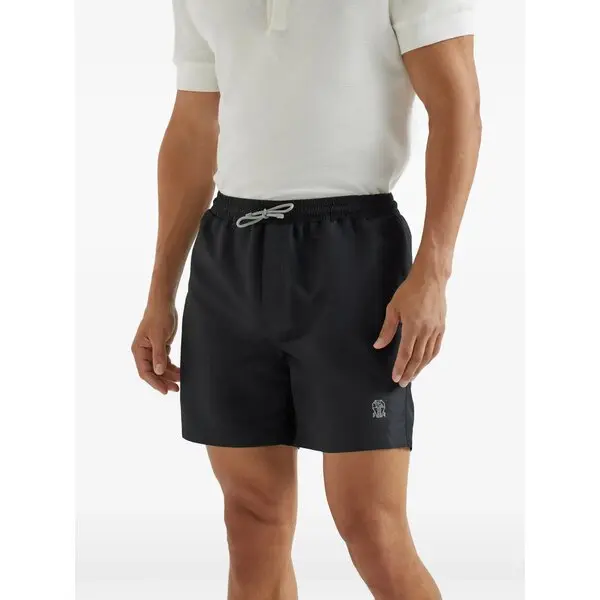 Brunello Cucinelli Beachwear Swim Shorts With Logo Detail - Black