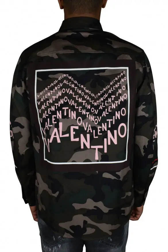 Valentino Garavani Camouflage Logo Print Cotton Jacket - Yellow