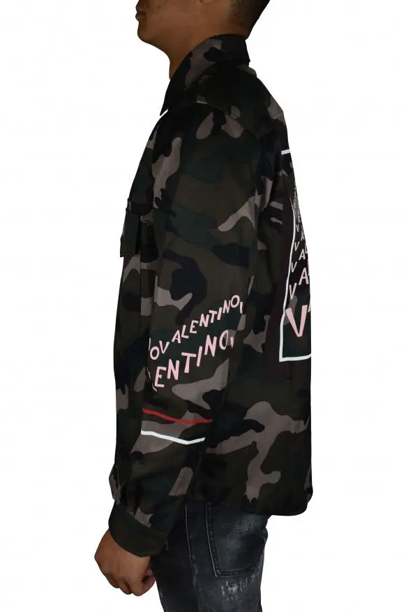 Valentino Garavani Camouflage Logo Print Cotton Jacket - Yellow