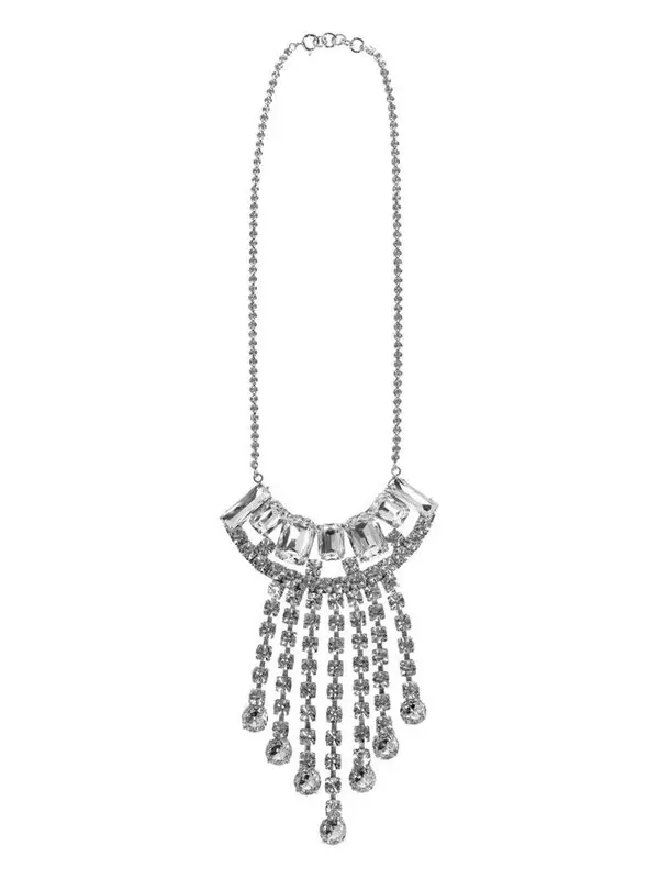 Dries Van Noten Statement Brass Necklace With Strass Charms - Silver