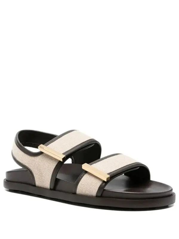 TOD'S Double-strap Fabric Sandals With Leather Detailing - Multicolor